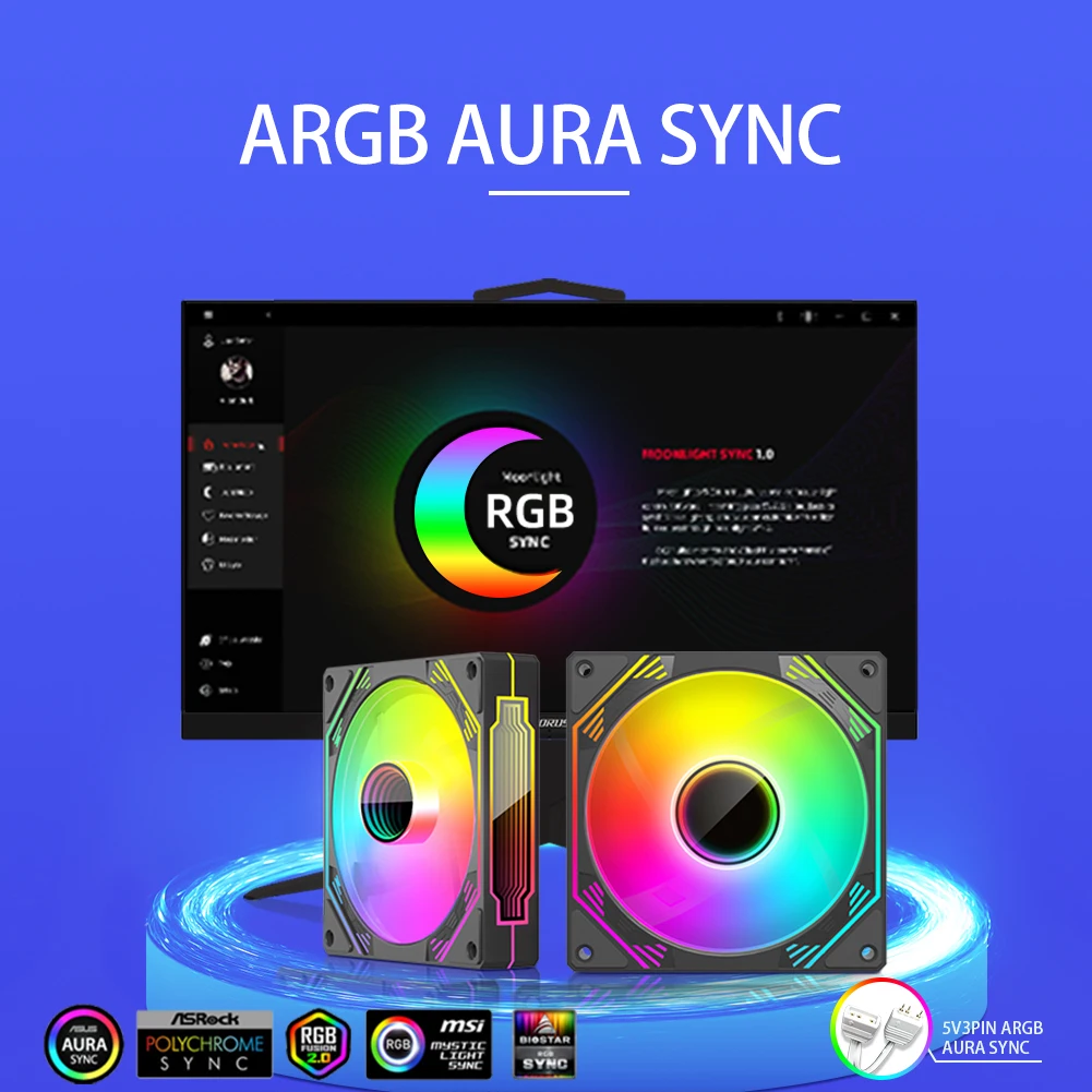 Generic 6-1pcs 120mm Rgb Case Fan Addressable Multifaceted Infinity Mirror Argb 1800 Rpm 5v 3pin ...